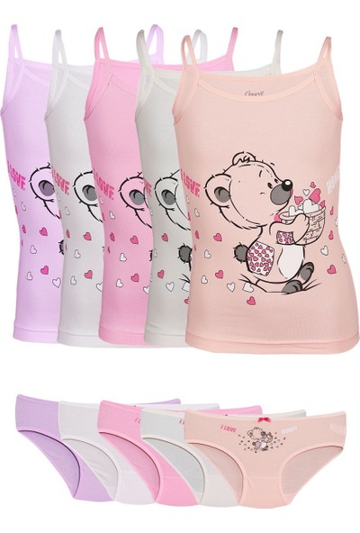 Onurel 5'li Kız Çocuk Karışık Renkli Atlet-Külot Takım Onurel 5'li Kız Çocuk Karışık Renkli Atlet-Külot Takım