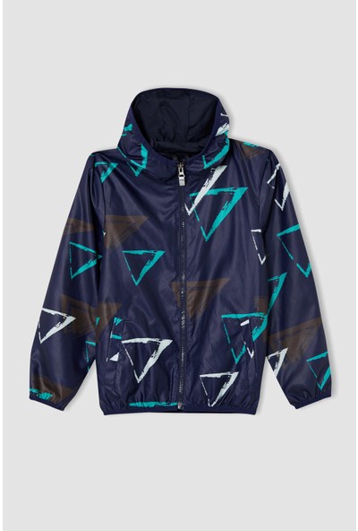 DeFacto Erkek Çocuk Desenli  Astarlı Kapüşonlu Yağmurluk U5470A621WN