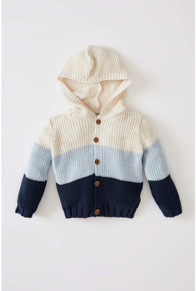 DeFacto Erkek Bebek Kapüşonlu Renk Bloklu Triko Hırka U7257A221Au DeFacto Erkek Bebek Kapüşonlu Renk Bloklu Triko Hırka U7257A221Au