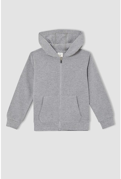 DeFacto Erkek Çocuk Regular Fit Kapüşonlu Kanguru Cepli Sweat Hırka T7468A621WN DeFacto Erkek Çocuk Regular Fit Kapüşonlu Kanguru Cepli Sweat Hırka T7468A621WN