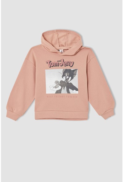 DeFacto Kız Çocuk Tom & Jerry Lisanslı Regular Fit Kapüşonlu Sweatshirt V4756A621Wn DeFacto Kız Çocuk Tom & Jerry Lisanslı Regular Fit Kapüşonlu Sweatshirt V4756A621Wn