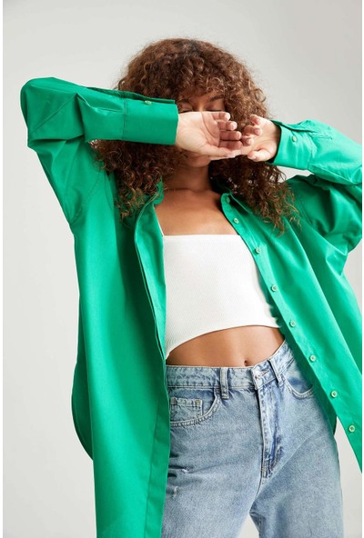 DeFacto Basic Oversize Fit Pamuklu Poplin Gömlek Tunik T5494AZ21AU DeFacto Basic Oversize Fit Pamuklu Poplin Gömlek Tunik T5494AZ21AU