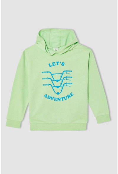 DeFacto Erkek Çocuk Regular Fit Bisiklet Baskılı Kapüşonlu Sweatshirt V9756A621WN DeFacto Erkek Çocuk Regular Fit Bisiklet Baskılı Kapüşonlu Sweatshirt V9756A621WN
