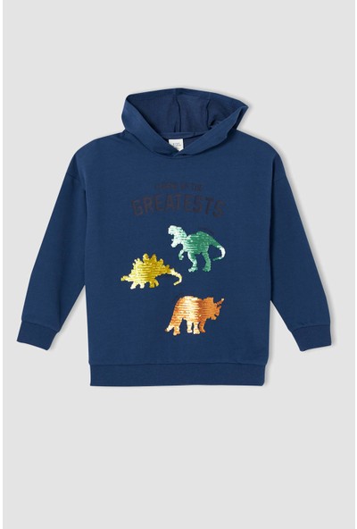 DeFacto Erkek Çocuk Relax Fit Dinozor Baskılı Kapüşonlu Sweatshirt V9760A621WN DeFacto Erkek Çocuk Relax Fit Dinozor Baskılı Kapüşonlu Sweatshirt V9760A621WN