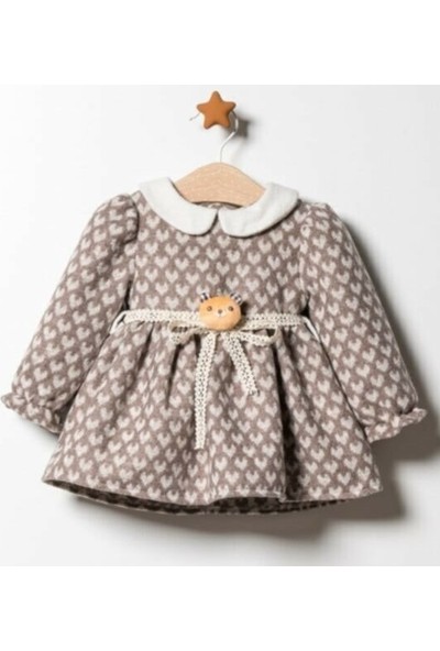 Elada Moda Kız Çocuk Elbise-Bebe Yaka Kalpli Kloş Elbise
