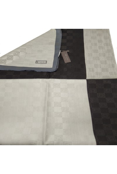 Vakko Damalı Degrede Kadın Siyah Gümüş Ipek Şal