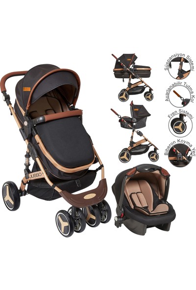 Jusso Comfort Max Travel Sistem Bebek Arabası - Gold Siyah Jusso Comfort Max Travel Sistem Bebek Arabası - Gold Siyah