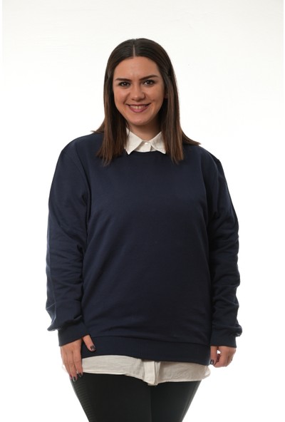 Işıltı fashion Lacivert Renkli Iki Iplik Büyük Beden Kadın Sweatshirt Işıltı fashion Lacivert Renkli Iki Iplik Büyük Beden Kadın Sweatshirt