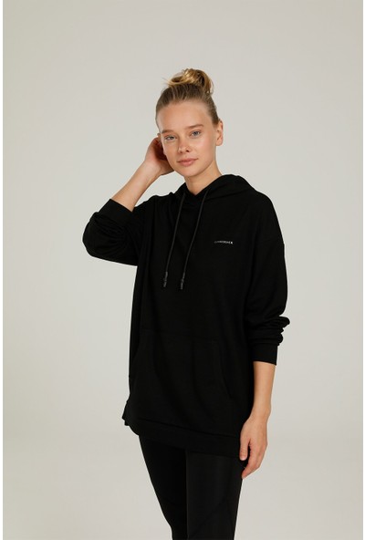 Lumberjack CT664 Luna Long Hoodie 1p Siyah Kadın Sweatshirt