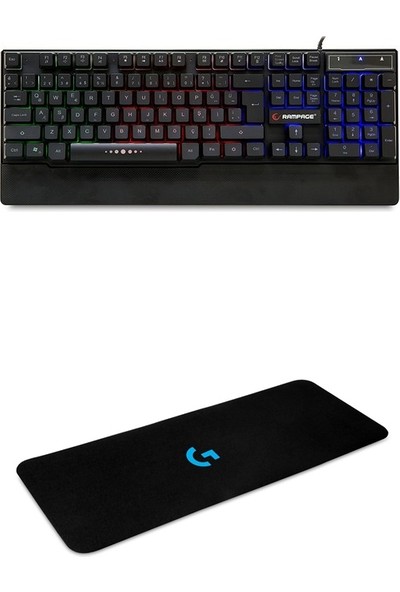 Rampage KB-R66 USB Gökkuşağı Aydınlatmalı Bileklik Destekli Kablolu Oyuncu Klavye + 70X30 Mouse Pad Rampage KB-R66 USB Gökkuşağı Aydınlatmalı Bileklik Destekli Kablolu Oyuncu Klavye + 70X30 Mouse Pad