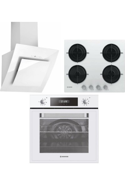 Hoover Lux Beyaz Ankastre Set (3161 Wı/e Fırın + HVW6MW Ocak + HDM656WTK Davlumbaz)
