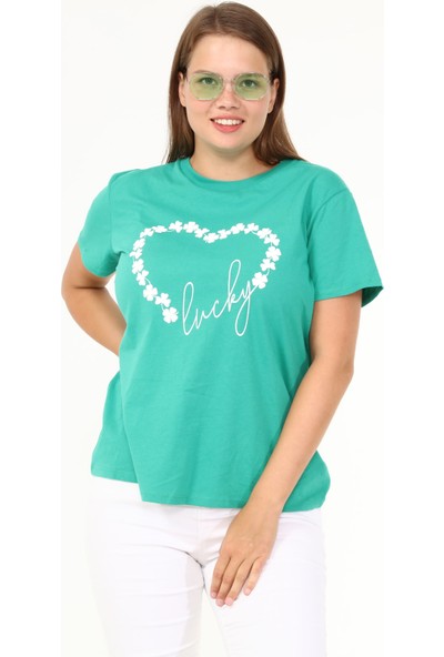 1moda1tarz Kadın Bisiklet Yaka Kısa Kol Varak Baskı Oversize T-Shirt 1moda1tarz Kadın Bisiklet Yaka Kısa Kol Varak Baskı Oversize T-Shirt