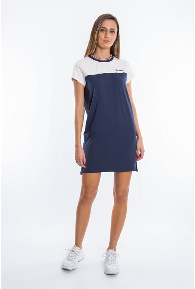 Hummel Lacivert Üstü Ekru Kadın Elbise