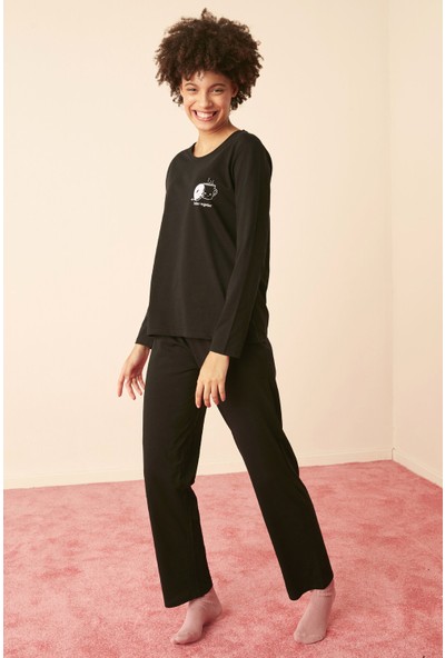 Penti Siyah Base Donut Pantolon Takımı