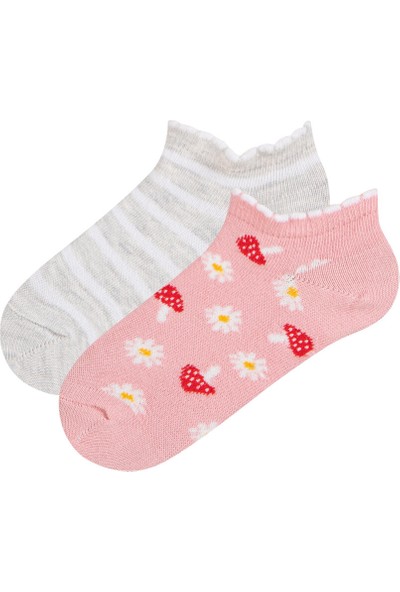 Penti Çok Renkli Stripe Daisy 2li Patik Çorap