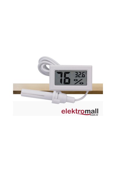 Elektromall Dijital Nem Ölçerli Iç Veya Dış Sıcaklık Ölçer Ev ve Bebek Odası Higrometre Termometre