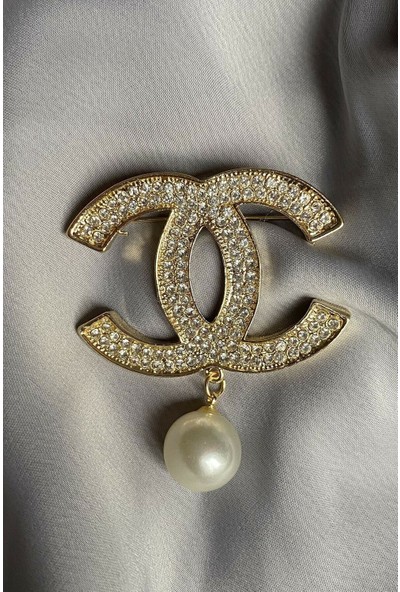Yiğit Aksesuar Chanel Model Inci Taşlı Tasarım Broş