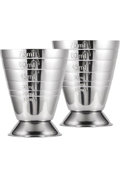 F Fityle 2x Çelik Drinkware Gözlük Barmen Essentials Çift Jigger Bar Shot 75ML (Yurt Dışından)