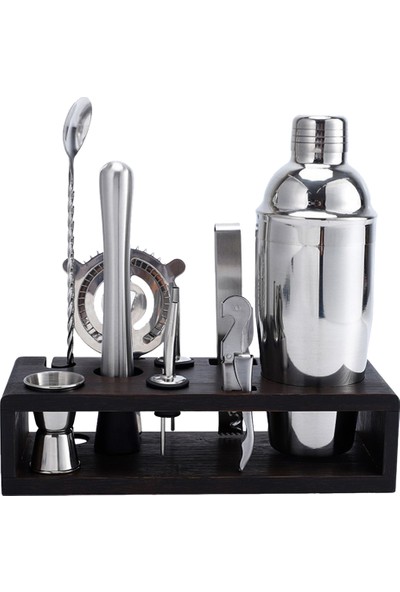 F Fityle 10 Adet / Takım Paslanmaz Çelik Barmen Kiti Kokteyl Martini Çalkalayıcı Ahşap Stand Set (Yurt Dışından) F Fityle 10 Adet / Takım Paslanmaz Çelik Barmen Kiti Kokteyl Martini Çalkalayıcı Ahşap Stand Set (Yurt Dışından)