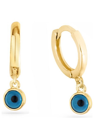 Engingold 14K Altın Nazar Boncuklu Halka Küpe