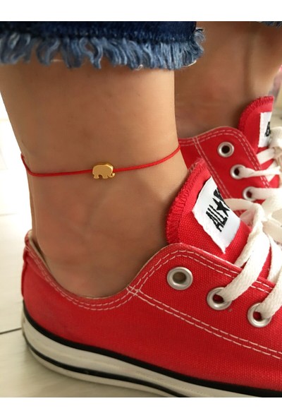 Serline Desing Kadın Kırmızı Ipli Filli Halhal