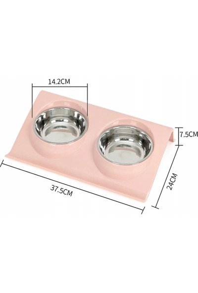 Mixpet Ikili Renkli Mama ve Su Kabı Çelik Kaseli Pembe 37.5X24X7.5 Mixpet Ikili Renkli Mama ve Su Kabı Çelik Kaseli Pembe 37.5X24X7.5