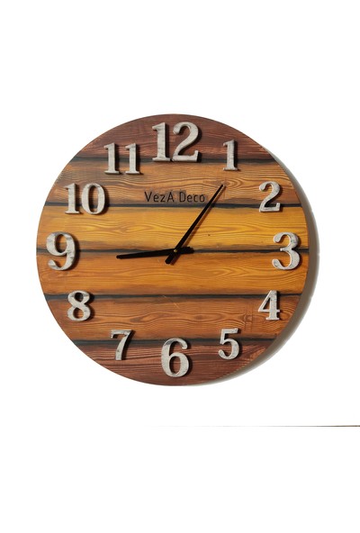 Veza Deco Ahşap Premium Duvar Saati (Çap : 60)