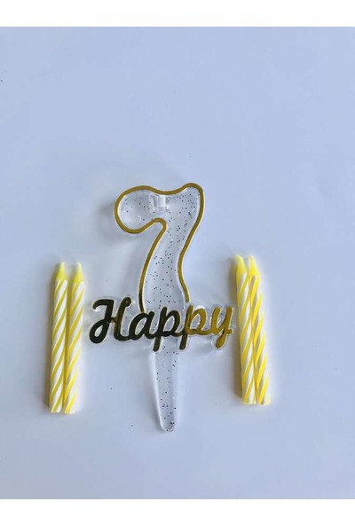 Parti Dünyası 7 Yaş Altın Renk Happy Yazılı Mum Parti Dünyası 7 Yaş Altın Renk Happy Yazılı Mum
