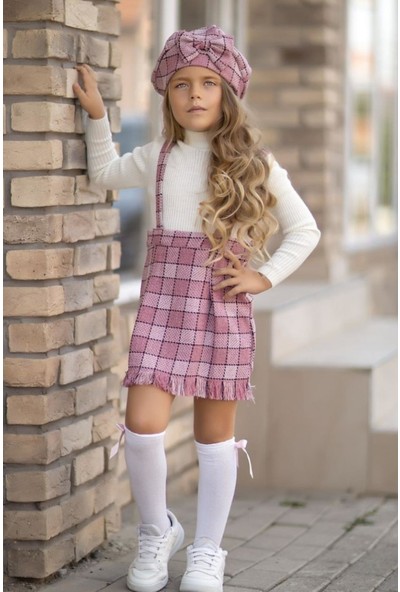 Riccotarz Kız Çocuk Etek Ucu Püsküllü Pembe Salopet Takım Riccotarz Kız Çocuk Etek Ucu Püsküllü Pembe Salopet Takım