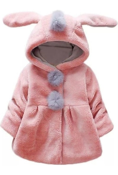 Riccotarz Kız Çocuk Tavşan Kulaklı Pembe Peluş Ceket