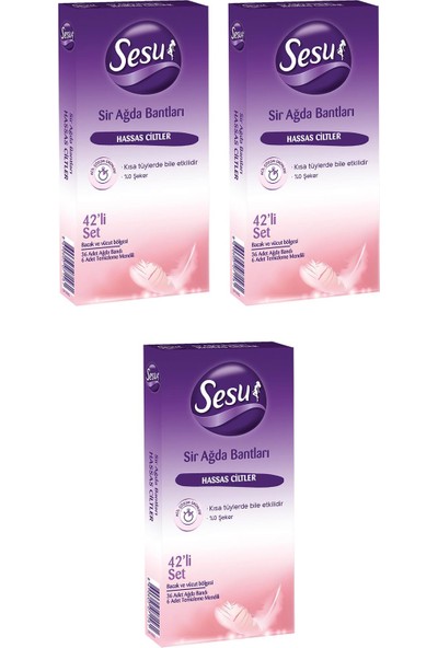 Sesu Sir Ağda Bandı Hassas Ciltler 42'li x 3 Adet Sesu Sir Ağda Bandı Hassas Ciltler 42'li x 3 Adet