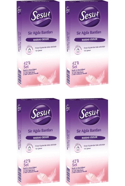 Sesu Sir Ağda Bandı Hassas Ciltler 42'li x 4 Adet Sesu Sir Ağda Bandı Hassas Ciltler 42'li x 4 Adet