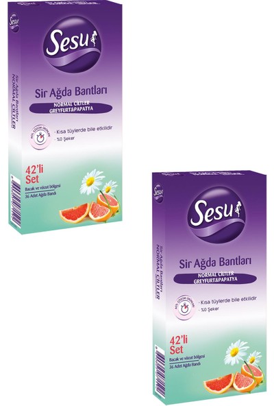 Sesu Sir Ağda Bandı Normal Ciltler Greyfurt ve Papatya 42'li x 2 Adet Sesu Sir Ağda Bandı Normal Ciltler Greyfurt ve Papatya 42'li x 2 Adet