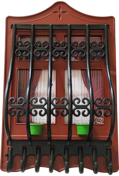 Ramdet Ahşap Görünümlü Pencere Tasarım Dekoratif Anahtarlık Anahtar Askısı