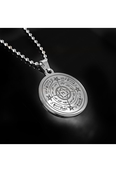 Osmanlı Gümüş Celcelutiye ve Ismi Azam Vefki Esma Erkek Kadın Çelik Kolye Top Zincir Cklcelcelut-Gms