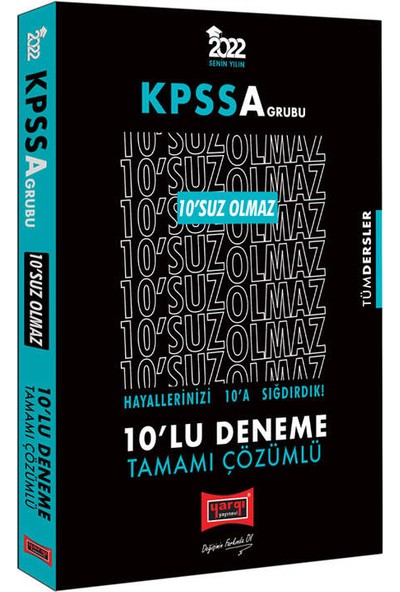 Yargı Yayınları 2022 KPSS A Grubu Tüm Dersler 10'suz Olmaz Tamamı Çözümlü 10'lu Deneme Yargı Yayınları 2022 KPSS A Grubu Tüm Dersler 10'suz Olmaz Tamamı Çözümlü 10'lu Deneme