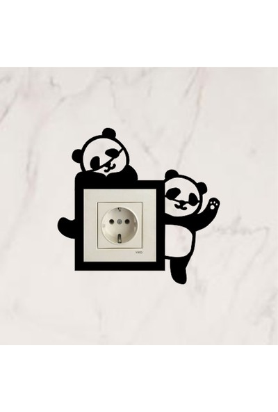 Şehrin Hediyecisi Panda Çocuk Odası Ahşap Dekoratif Priz Çerçevesi