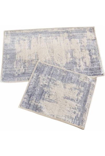 Eqoope Pera Pamuklu 2'li Banyo Paspası Mavi