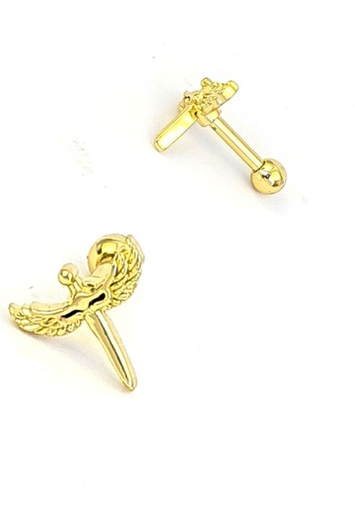 Ose Shop Altın Kaplama Anti Alerjik Cerrahi Çelik Tragus Kıkırdak Piercing