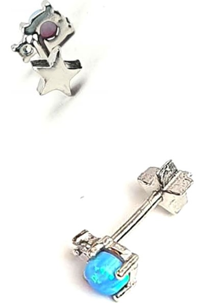 Ose Shop Bir Tarafı Yıldız Bir Tarafı Opal Taşlı Gümüş Tragus Helix Dudak Piercing Ose Shop Bir Tarafı Yıldız Bir Tarafı Opal Taşlı Gümüş Tragus Helix Dudak Piercing