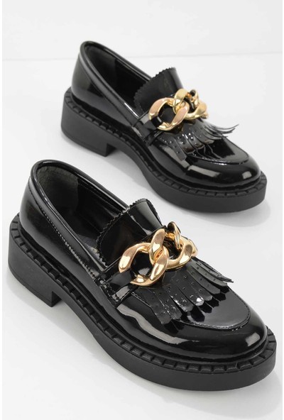 Bambi Siyah Rugan Kadın Loafer Ayakkabı K01534070408 Bambi Siyah Rugan Kadın Loafer Ayakkabı K01534070408