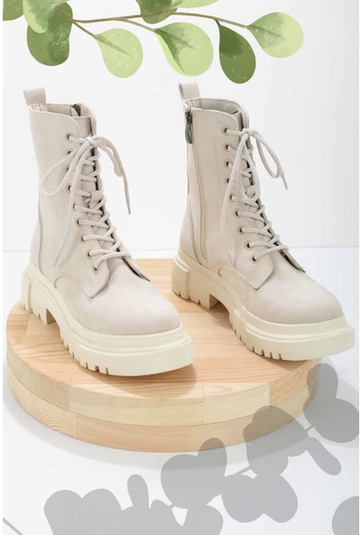 Bambi Bej Süet Kadın Bot & Bootie K02578001002