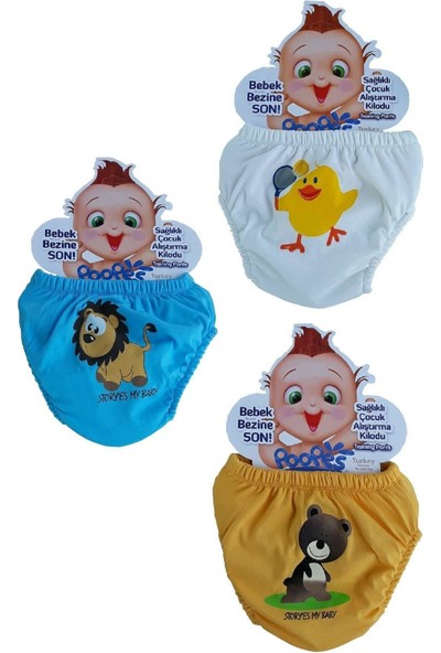 Poopes Pundikids 3'lü Alıştırma Külodu Poopes Pundikids 3'lü Alıştırma Külodu