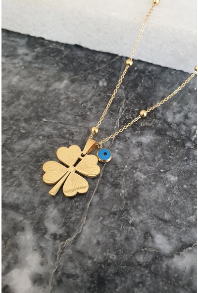 E-Life Aksesuar Gold Top Zincir Küçük Yonca Çelik Kolye 60 cm E-Life Aksesuar Gold Top Zincir Küçük Yonca Çelik Kolye 60 cm