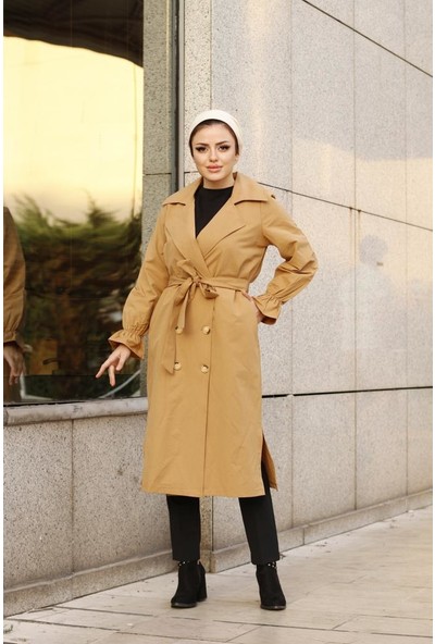 All Moda Kadın Kemerli Düğme Kapamalı Trençkot 1482 All Moda Kadın Kemerli Düğme Kapamalı Trençkot 1482