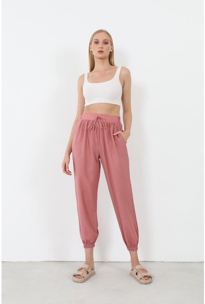 Foremia Keten Salaş Pantolon-Gül Kurusu