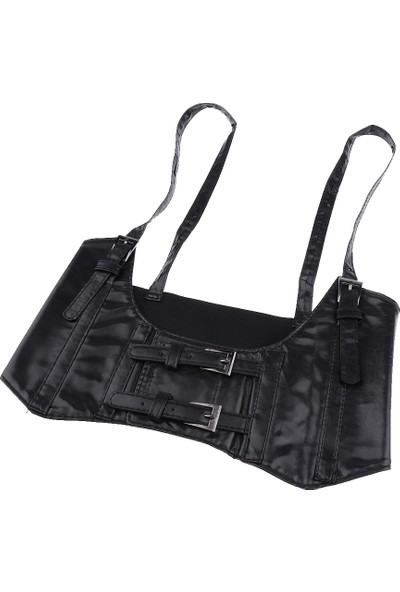 Baosity Moda Deri Steampunk Seksi Underbust Bel Kemeri Kemer Korse Kadınlar Siyah