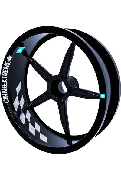 Çınar Extreme Gp Flag Damalı Yaldızlı Gümüş Iç Jant Şeridi Sticker Çınar Extreme