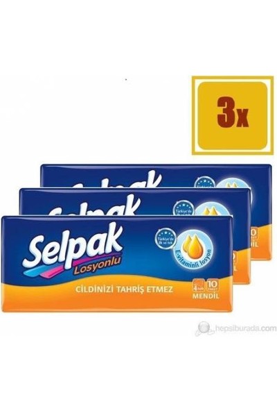 Selpak Cep Mendili Losyonlu Mendil 3X10'LU Selpak Cep Mendili Losyonlu Mendil 3X10'LU