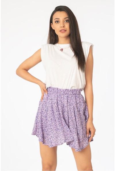 Foremia Desenli Şort Etek-Lila Foremia Desenli Şort Etek-Lila